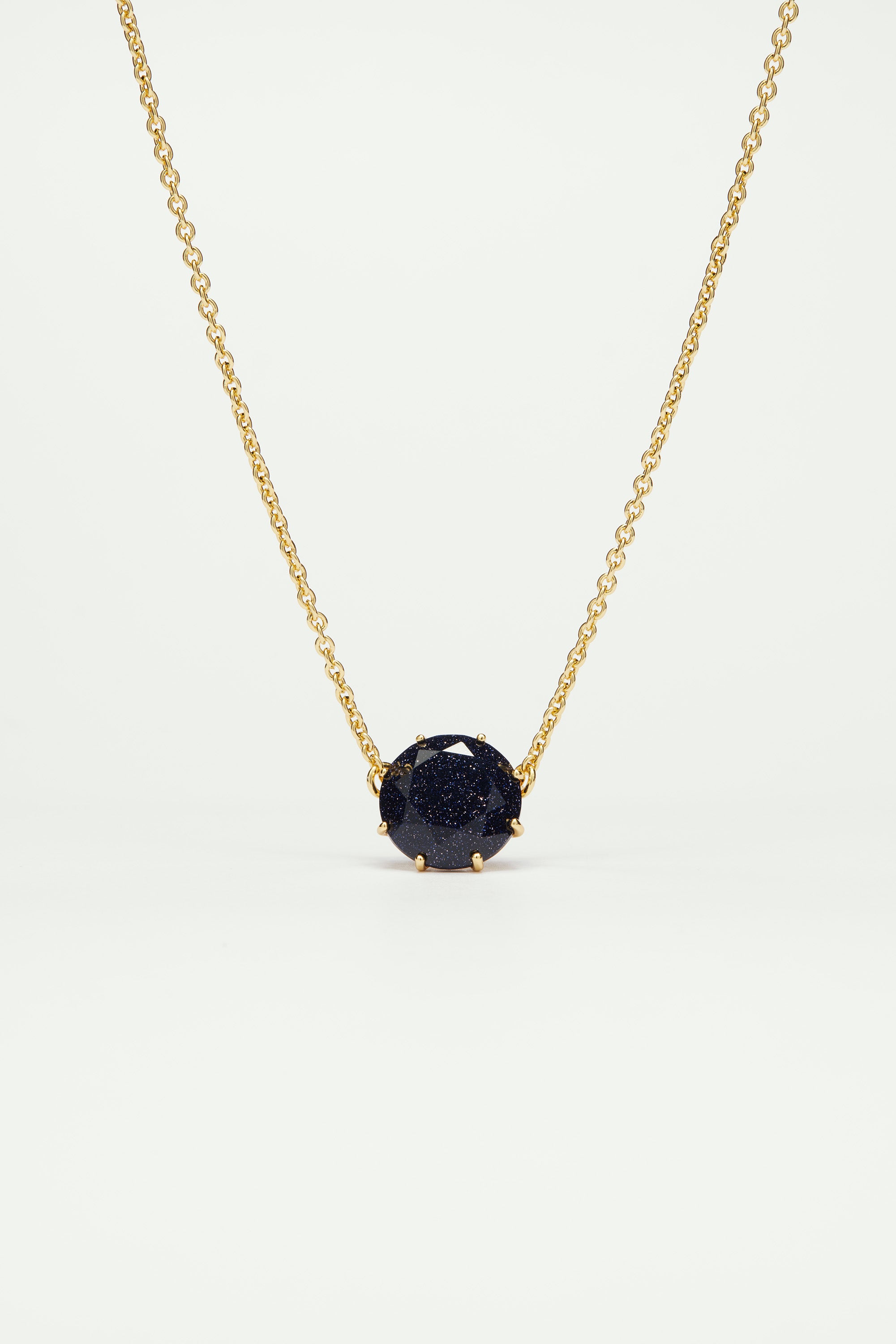 Deep Sparkling Blue Round Stone La Diamantine Pendant Necklace